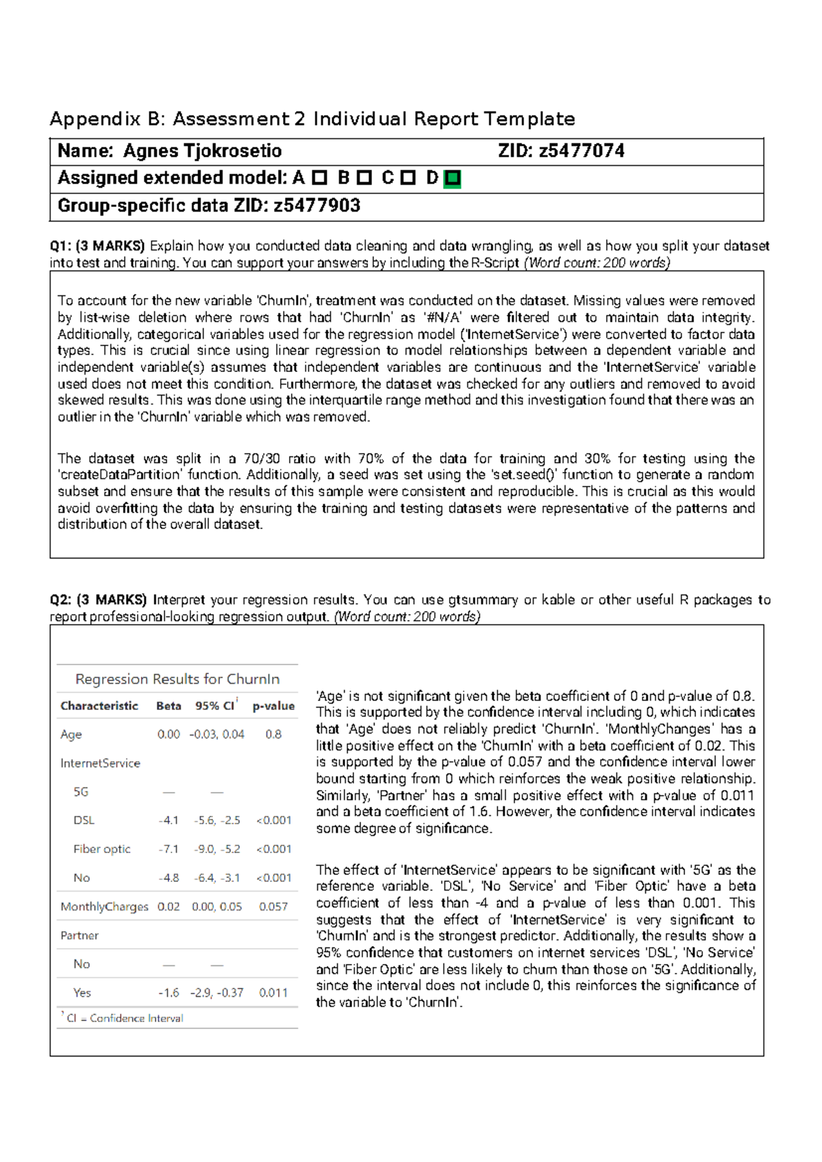 COMM1190 Assessment 2 Appendix B T3 2024 - Appendix B: Assessment 2 Individual Report Template ...