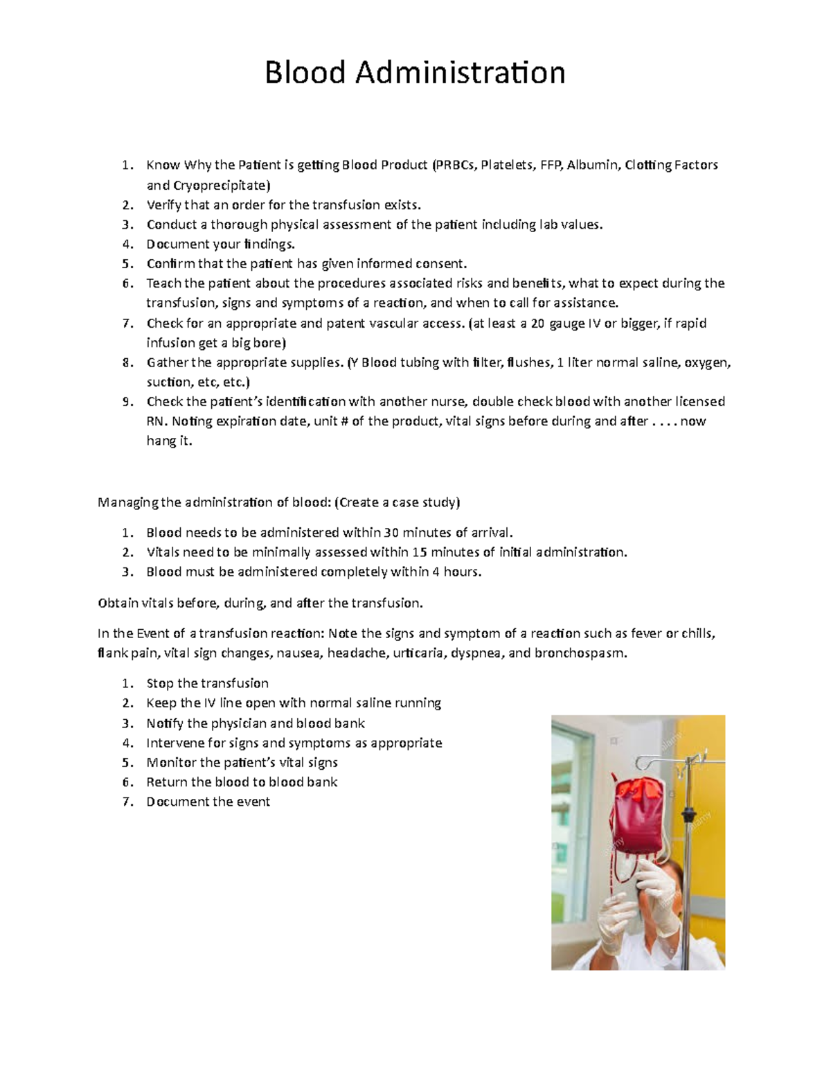 Administering Blood - heme - Blood Administration Know Why the Patient ...