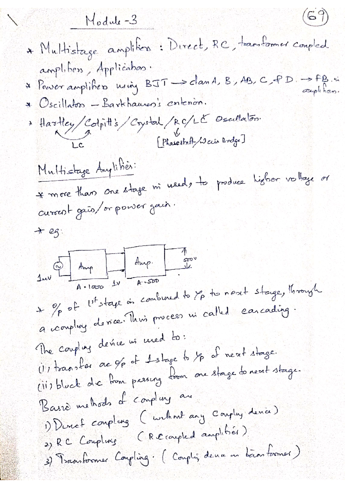 Analog electronics Module 3 - Module 69 Multistage amplifier : Direct ...