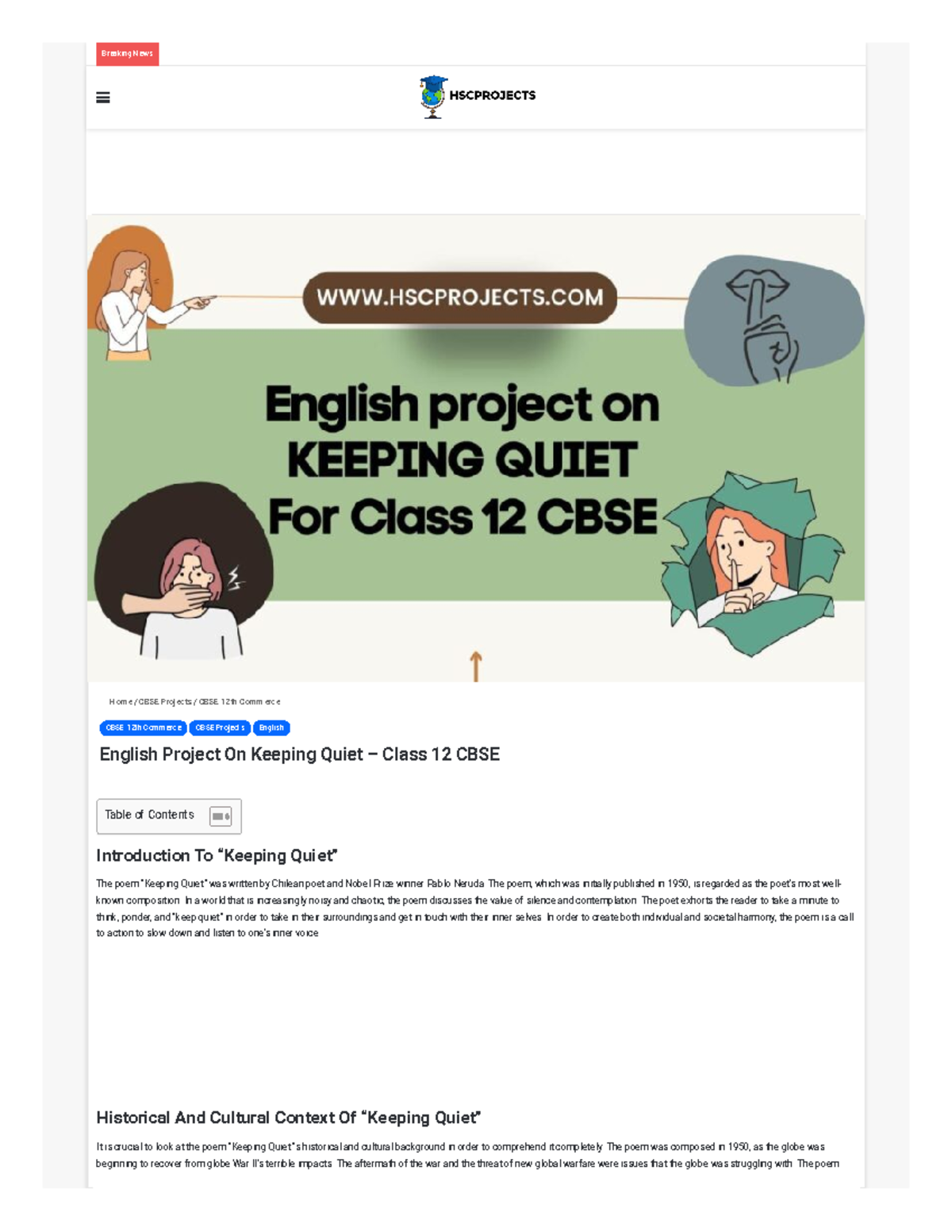 Hscprojects-com-english-project-on-keeping-quiet-class-12-cbse-google ...