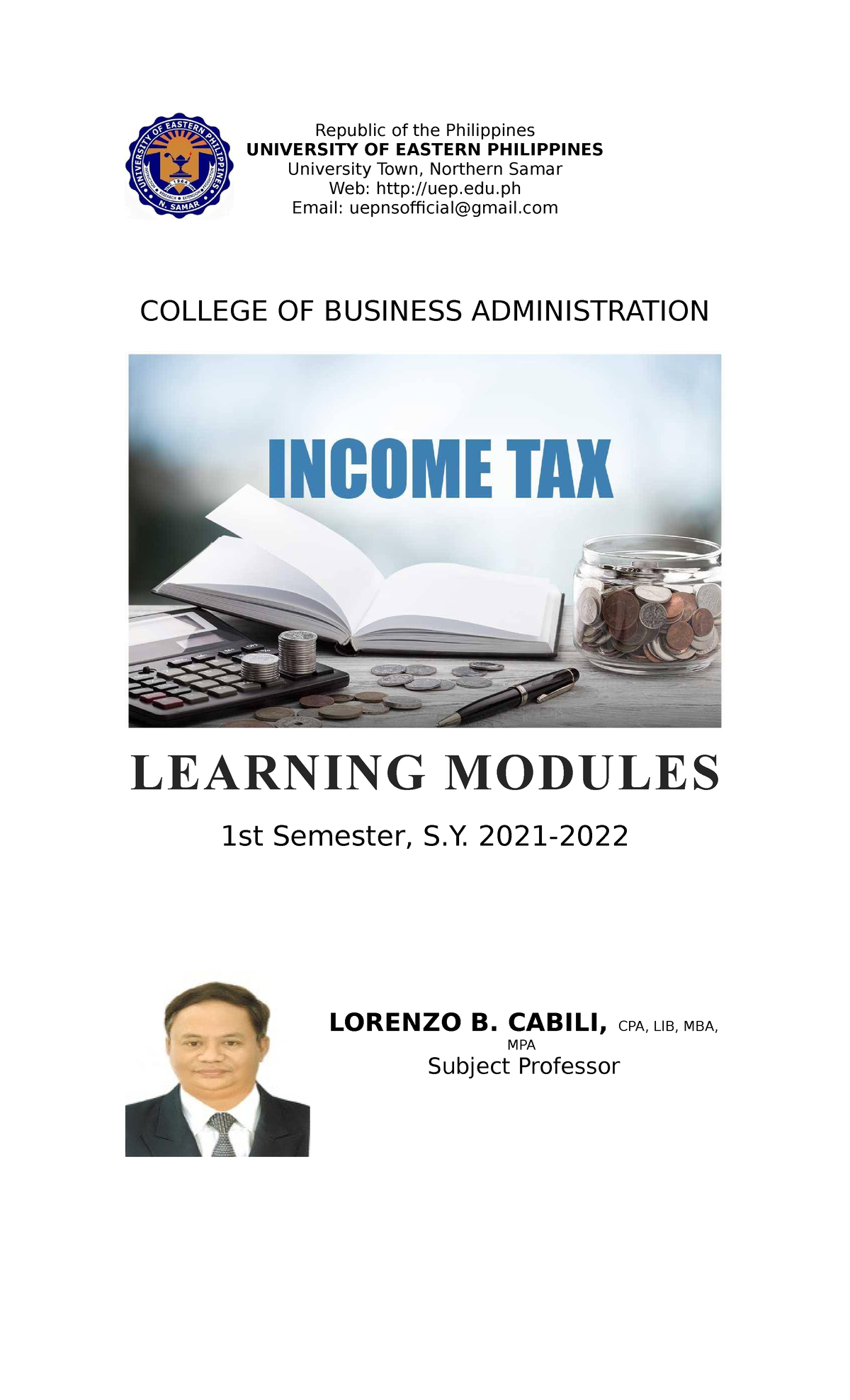 Income TAX Module 1 - Republic of the Philippines UNIVERSITY OF EASTERN ...