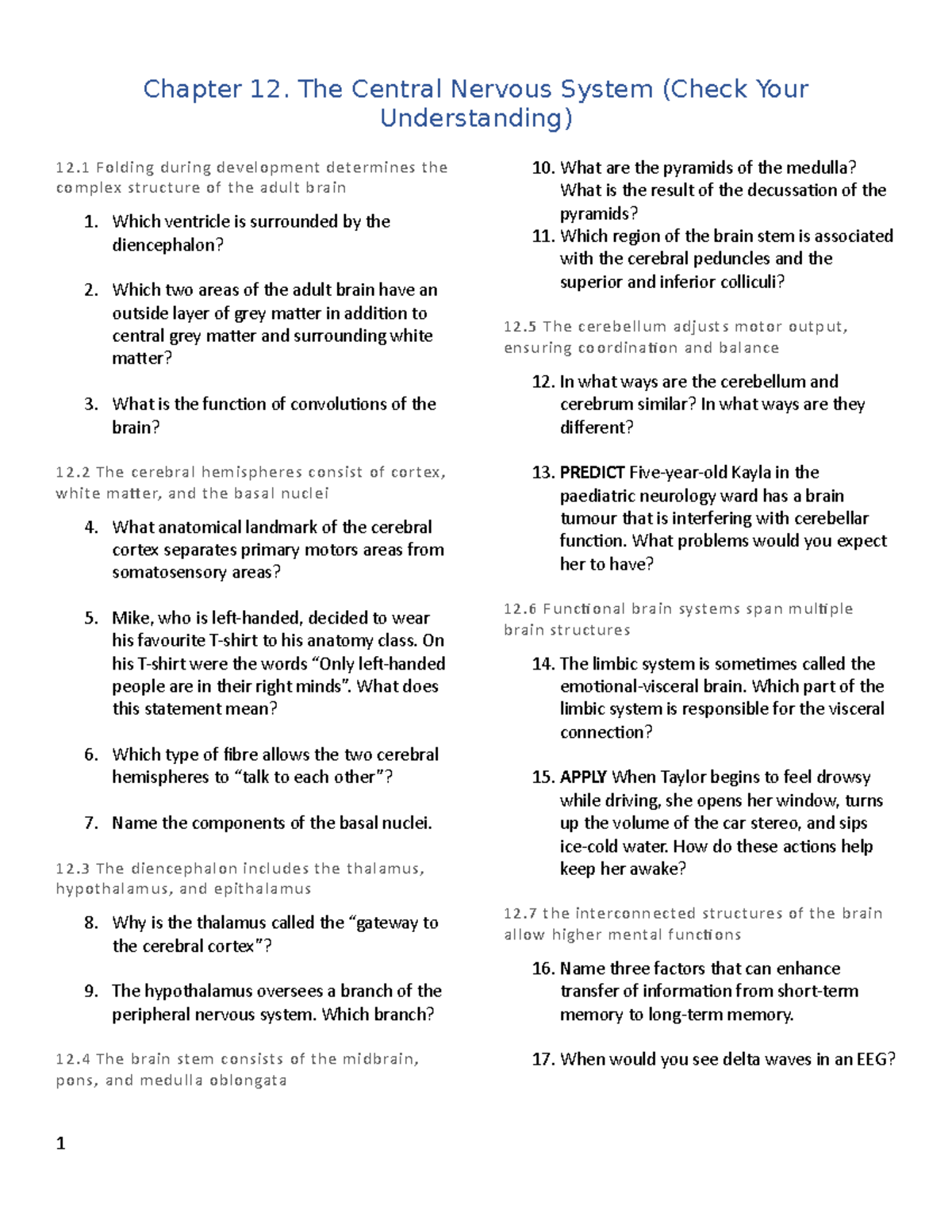 BIOM1060 Textbook - Check Your Understanding (Chap. 12) - Chapter 12 ...