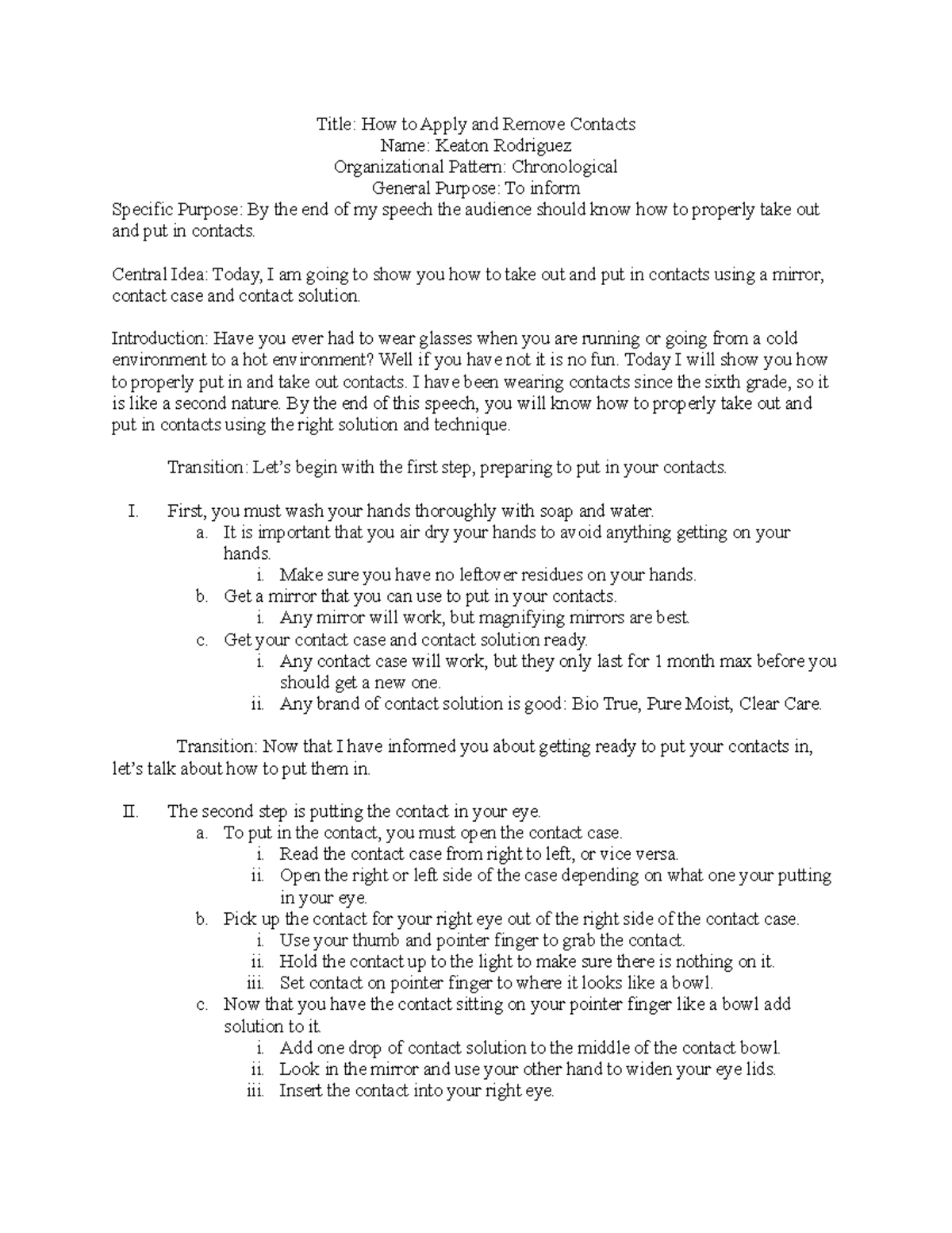 Demonstration speech outline - COMM 210 - Ball State - Studocu