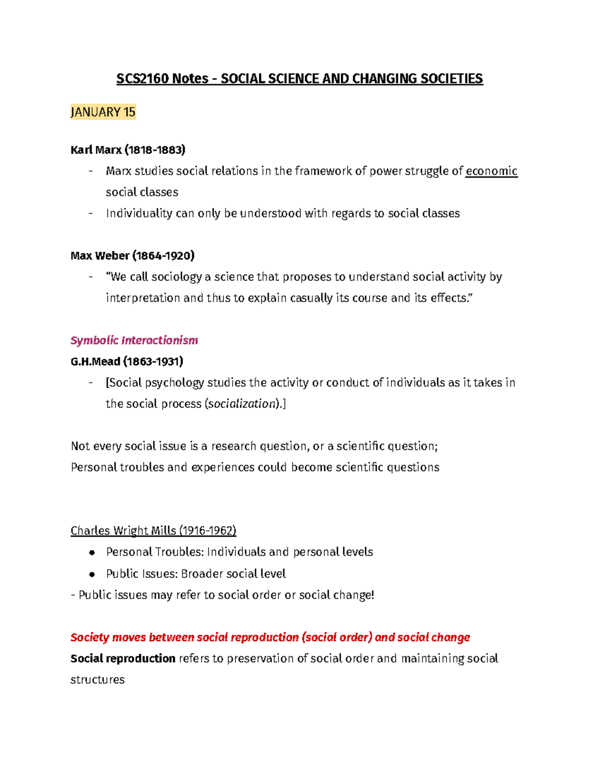 SCS2160 Jan 15-19 Notes - SCS2160 Notes - SOCIAL SCIENCE AND CHANGING ...