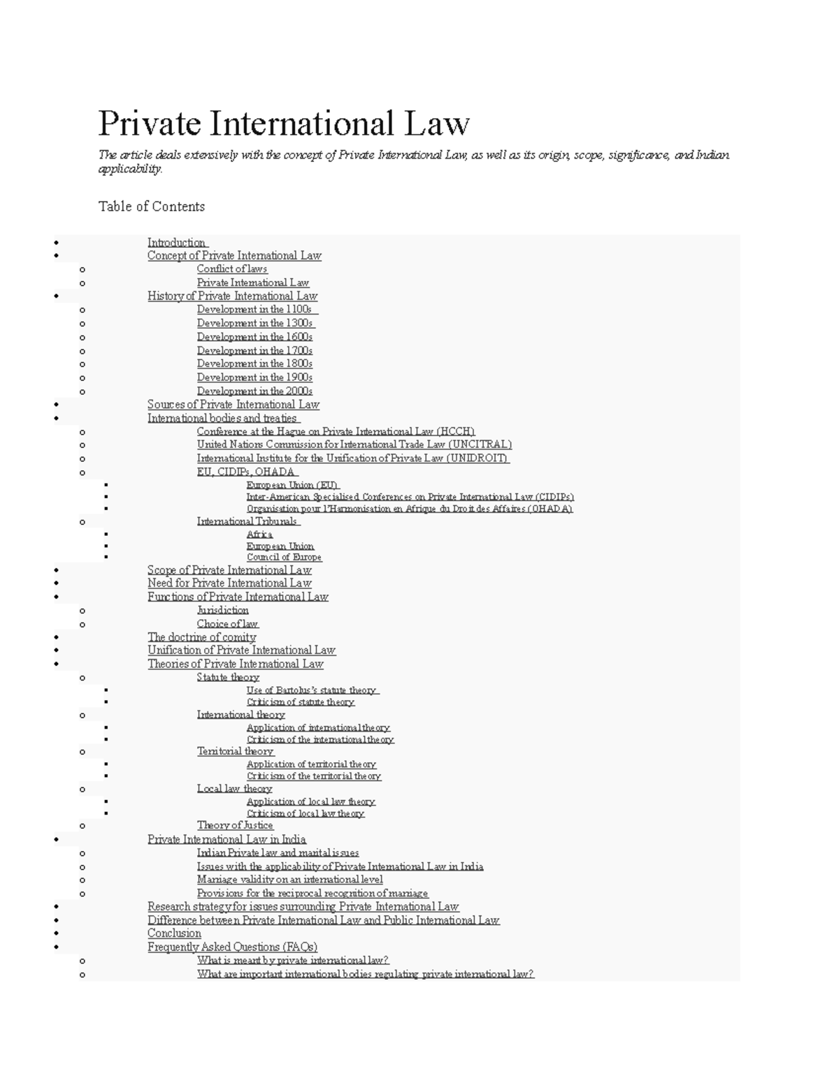 Private International Law introduction scope and theories privet and ...