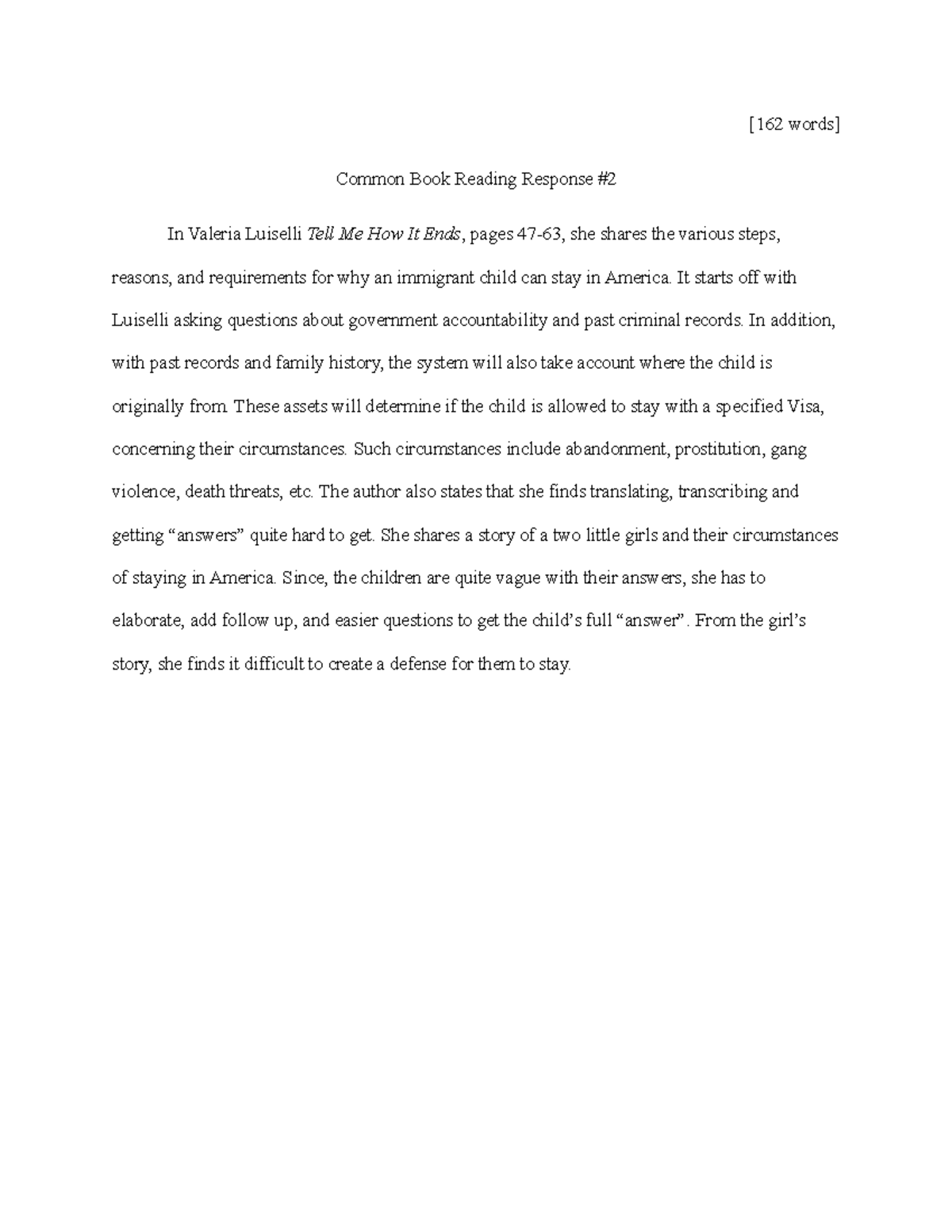 Unit 2 - Common Book Reading Response #2 - Common Book Reading Response ...