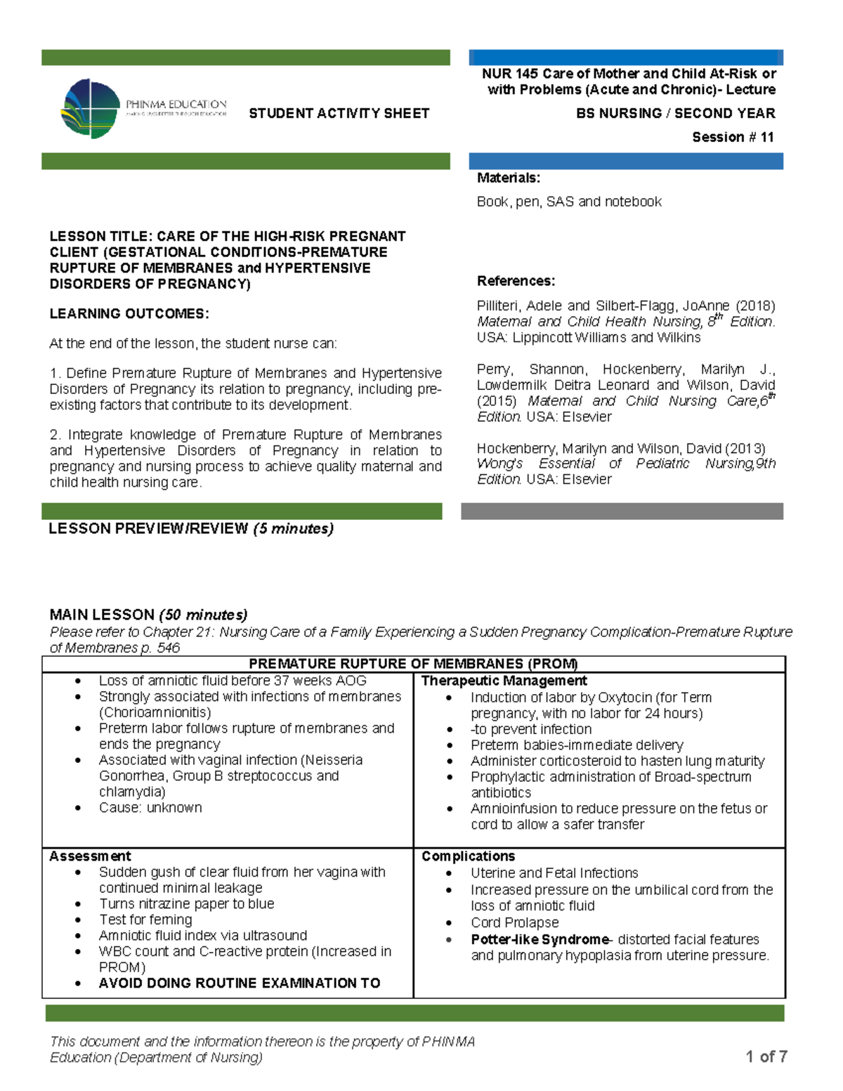 Module 11 Student Activity Sheet - This document and the information ...