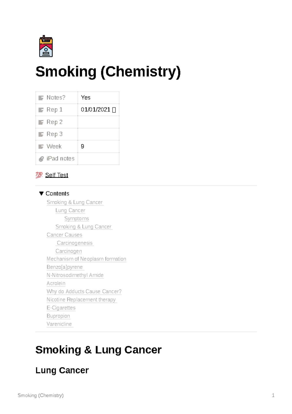 Smoking (Chemistry) - Lecture notes 1 - Smoking (Chemistry) Notes? Yes ...