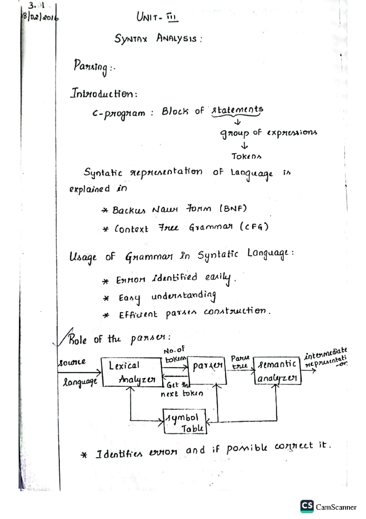 UNIT 2 AND 3 Handwritten Notes - Compiler Design - Studocu