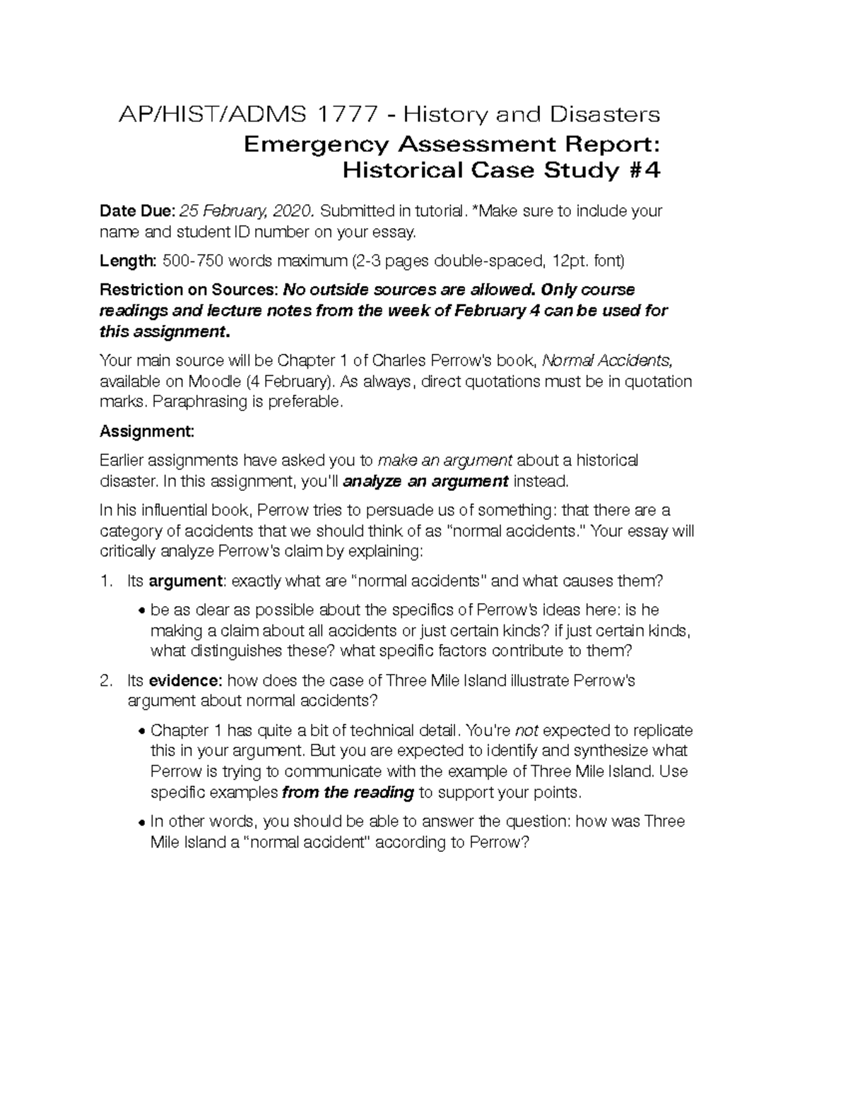 Assignment #4 - Disasters and History Hist 1777 outline for essays - AP ...