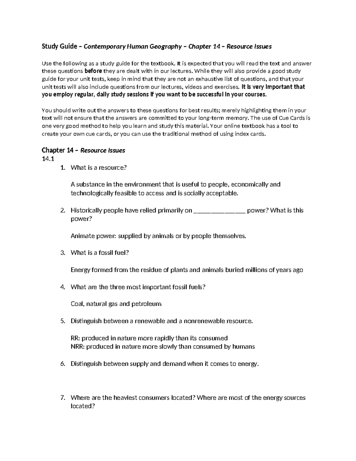 Contemporary Human Geog 5th Ed Study Guide - Chap 14 - F23 - Study ...