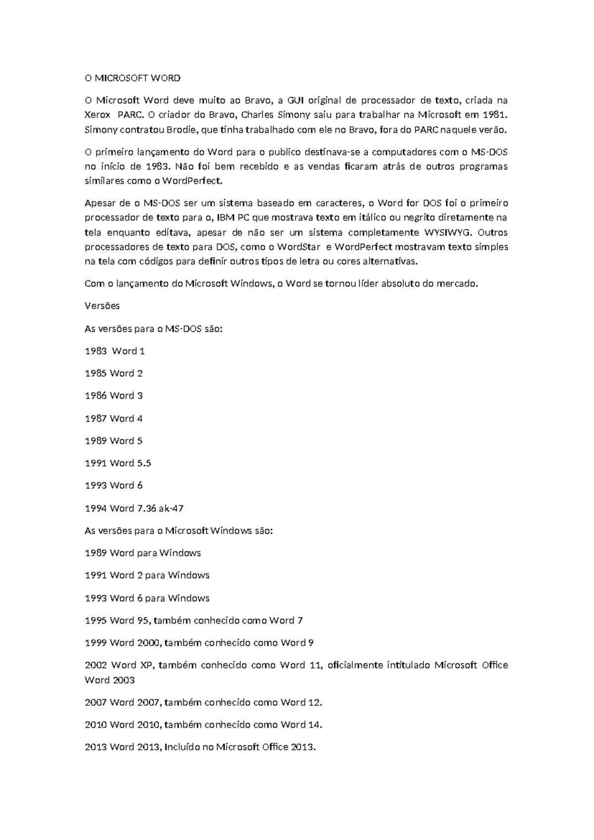 O Microsoft WORD - Trabalho de digitação desenvolvido com os alunos em ...