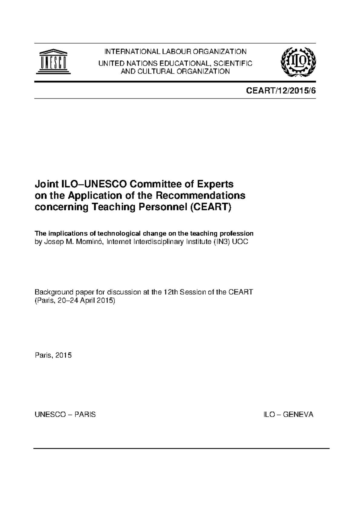 Wcms 364836 - educational - INTERNATIONAL LABOUR ORGANIZATION UNITED ...