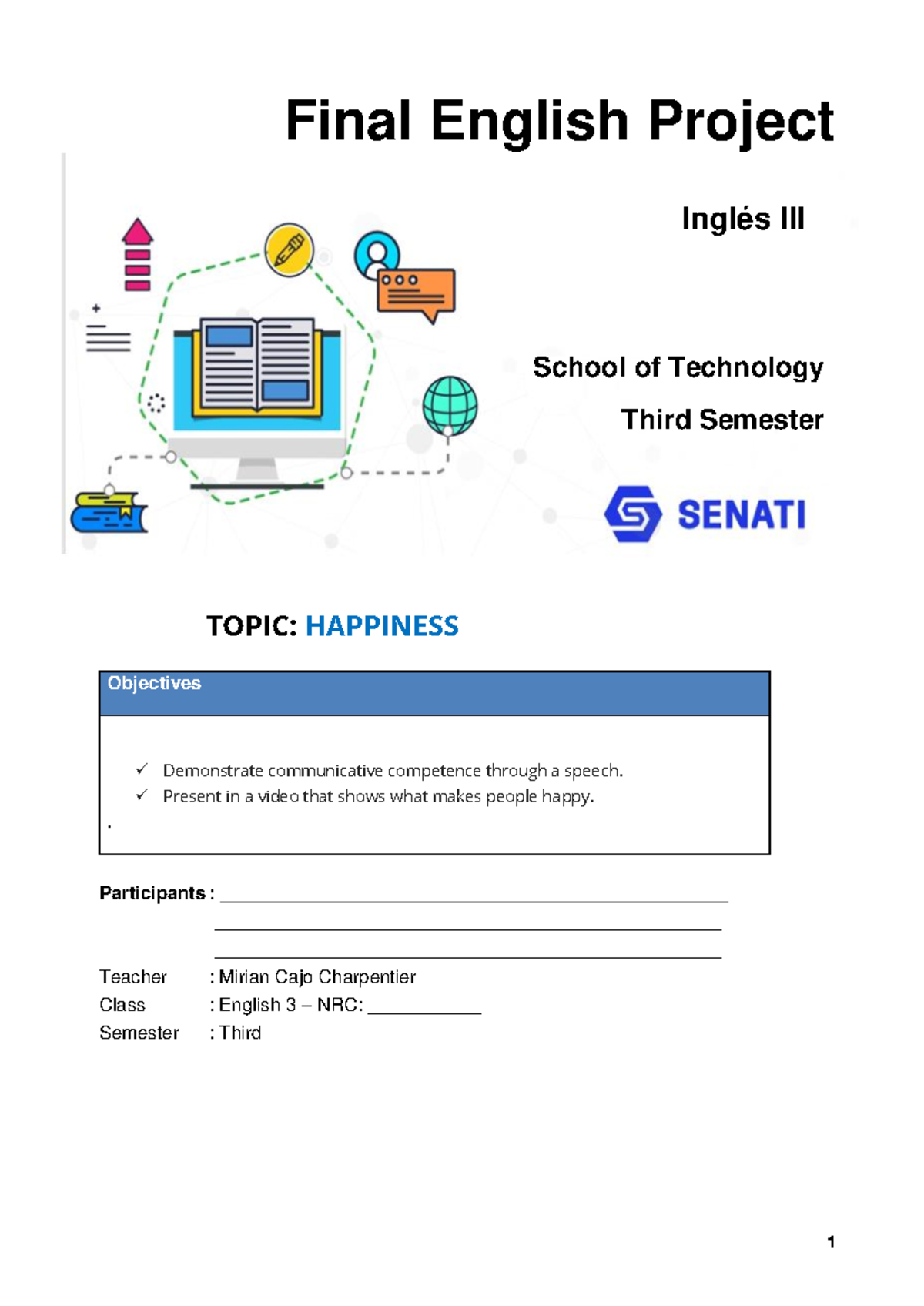 (1) Final English Project - Guidelines - Ingles III - 1 TOPIC ...