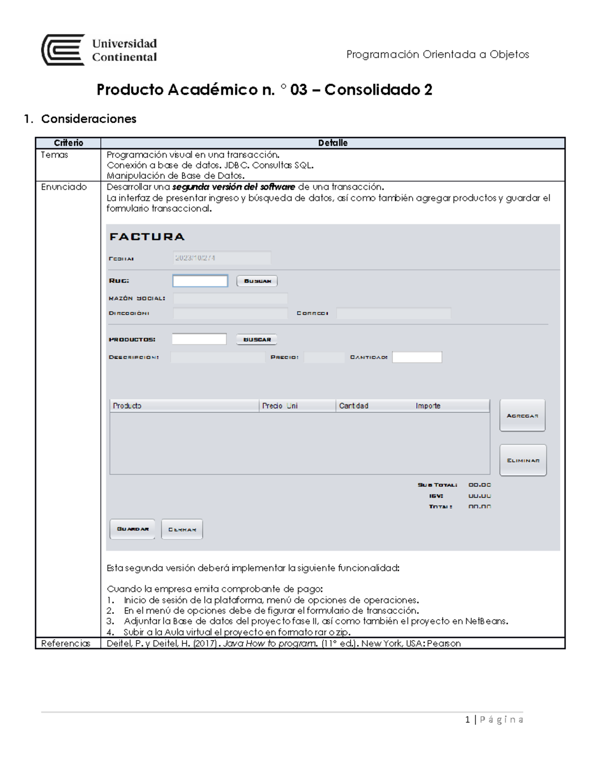 PA03 Programación Orientada Objetos - Producto Académico n. ° 03 – Consolidado 2 1 ...