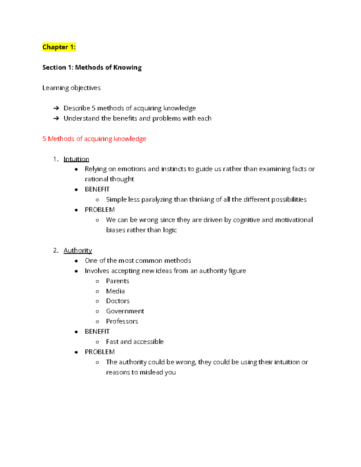 Week 1 Reading (CH 1 Sec 1-3) - Chapter 1: Section 1: Methods of ...