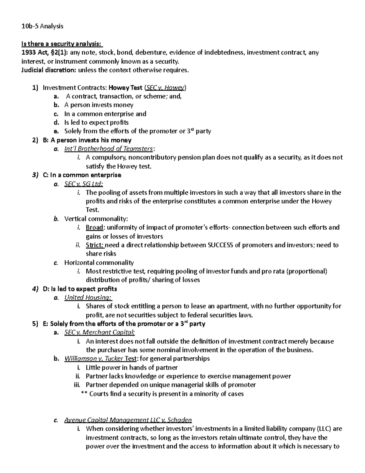 Midterm Attack Sheet - Sec Reg - 10b-5 Analysis Is there a security ...