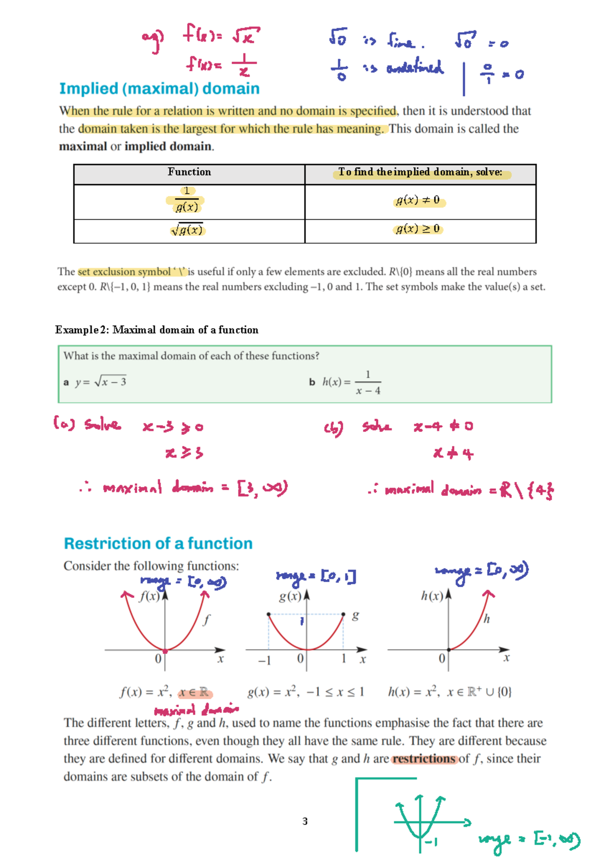 11 Methods 20230213 (1) - 3 Function To find the implied domain, solve ...
