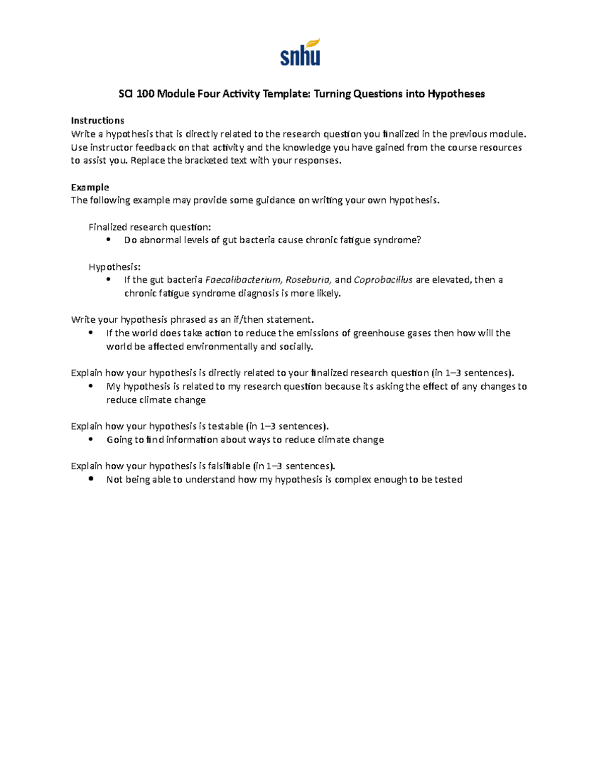 SCI 100 Module Four Activity Template - Replace the bracketed text with ...