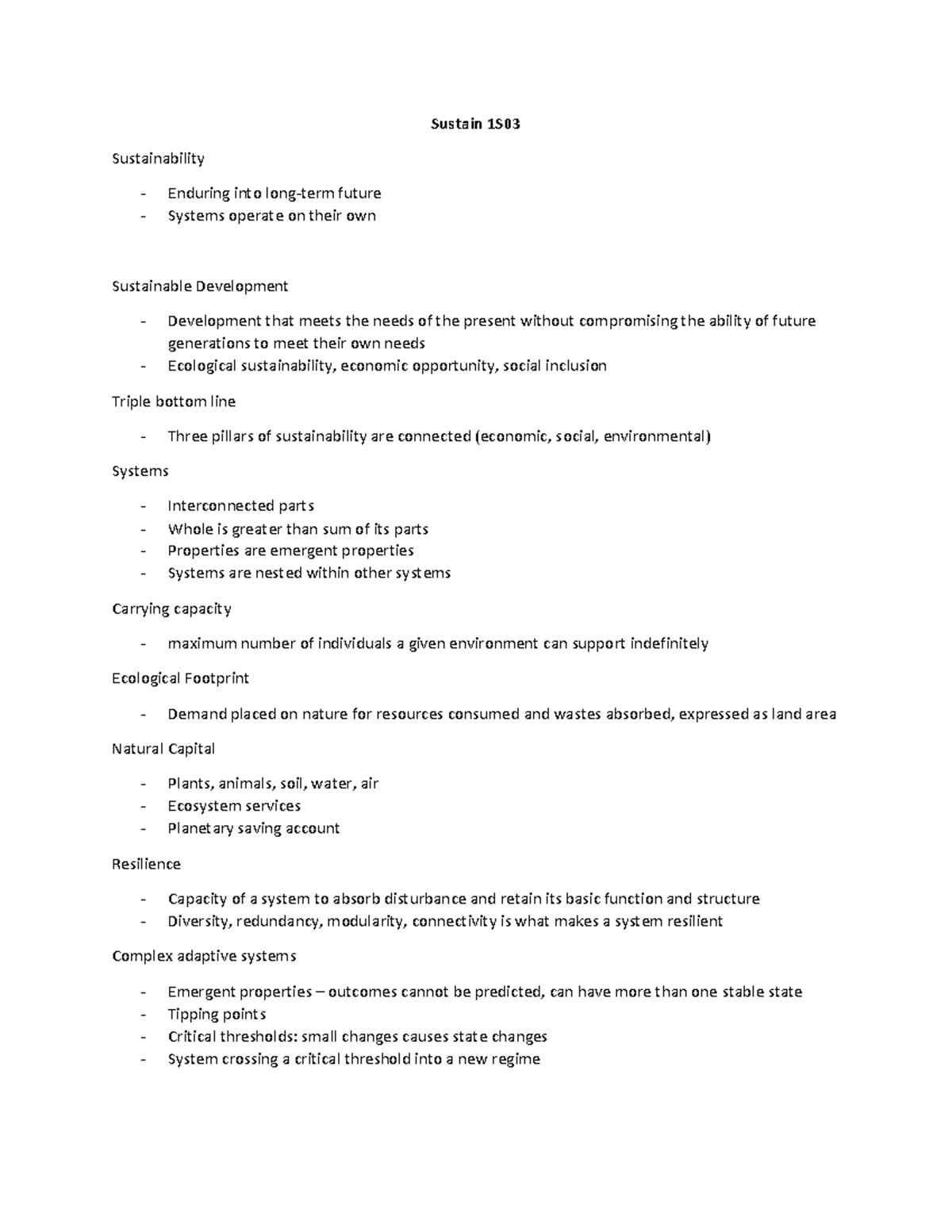 Sustain 1S03 - 2022 fall sem - Sustain 1S Sustainability Enduring into ...