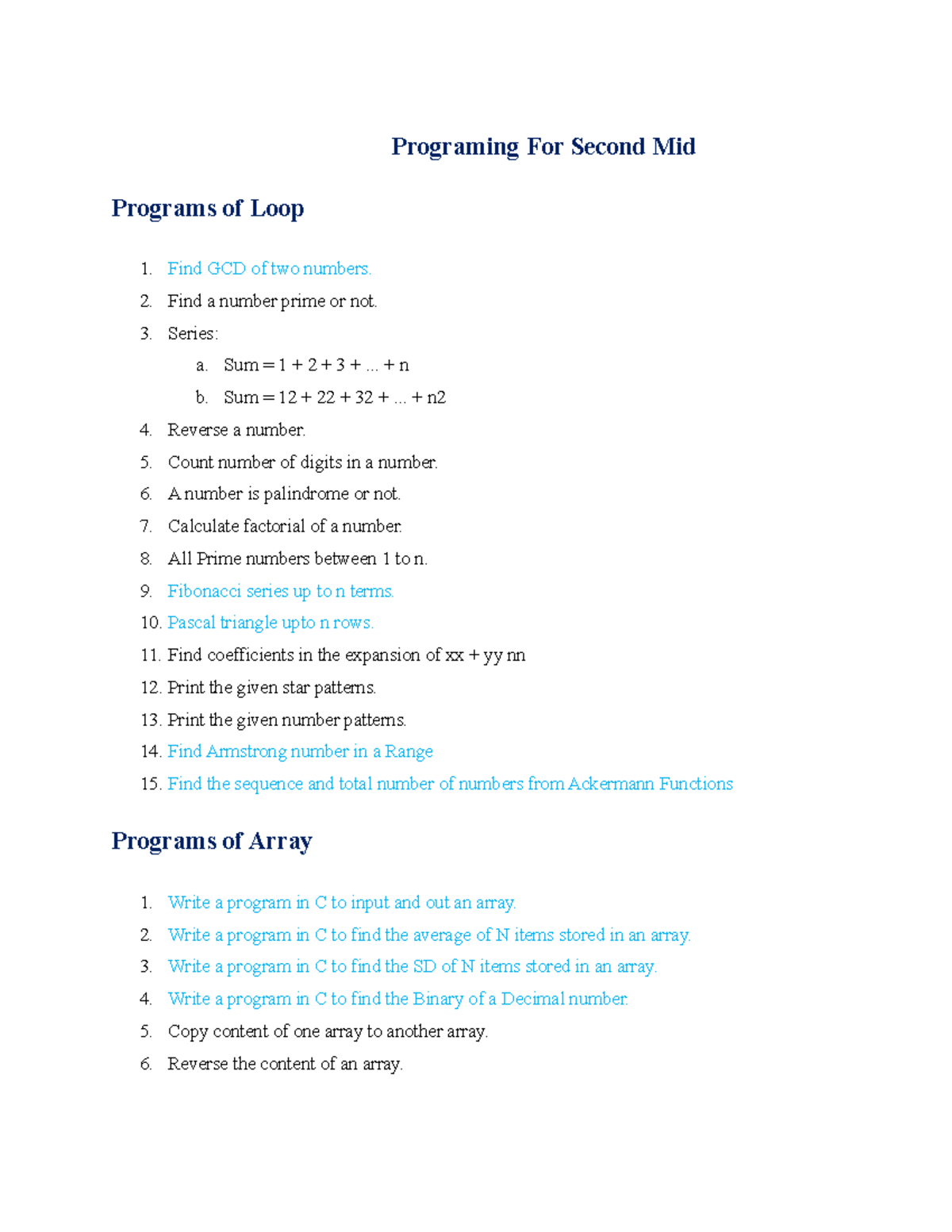 Programing For Second Mid - Fundamentals of Management Information ...