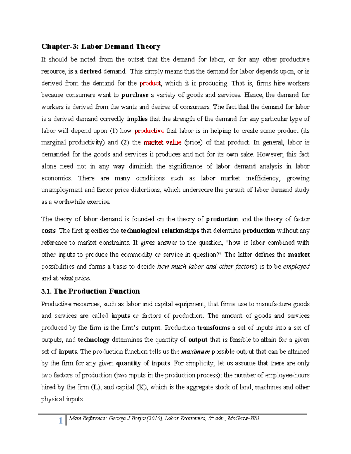 Ch-3- Labor Demand Theory - Chapter-3: Labor Demand Theory Chapter-3: Labor Demand Theory It ...