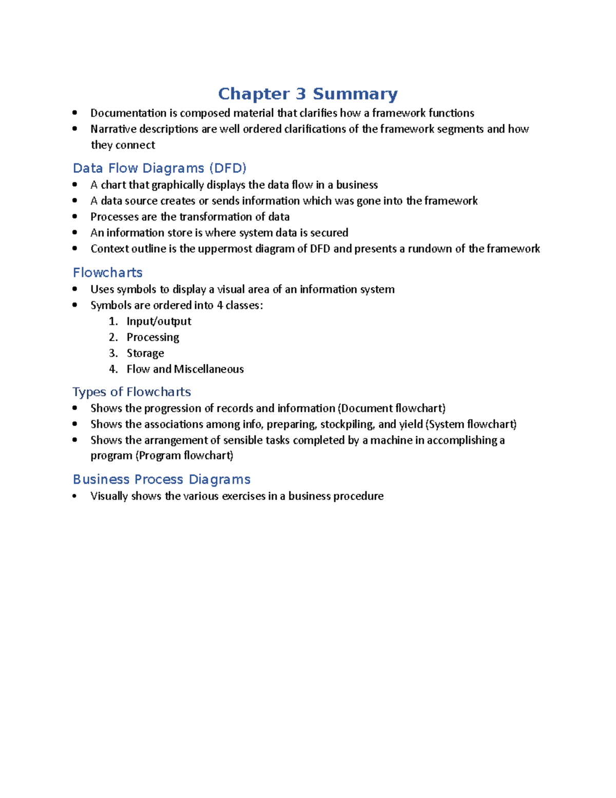 Week 13 Chapter 3 Summary - Chapter 3 Summary Documentation is composed ...