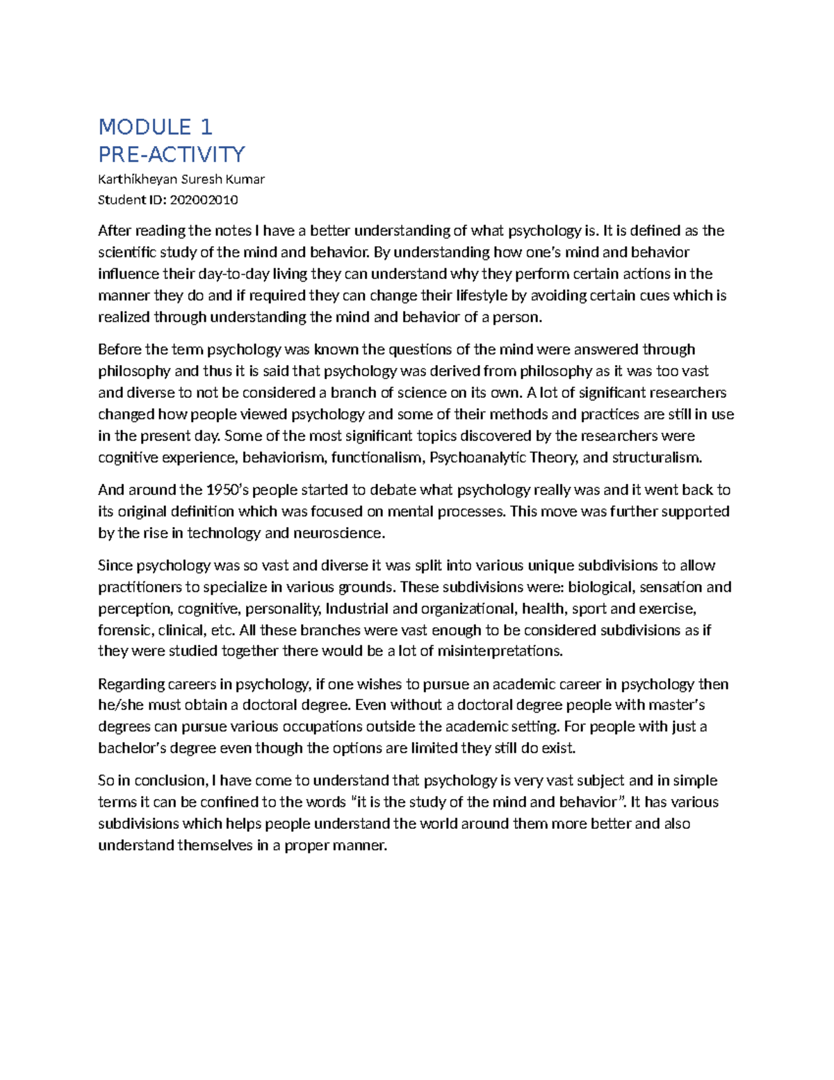 Module 1 After Studying - MODULE 1 PRE-ACTIVITY Karthikheyan Suresh ...