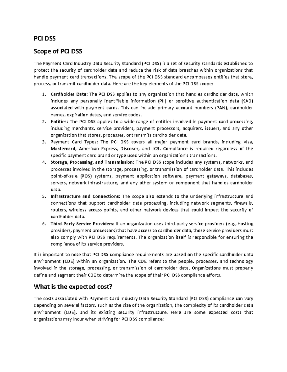 2. PCI DSS - ISMS - PCI DSS Scope of PCI DSS The Payment Card Industry ...