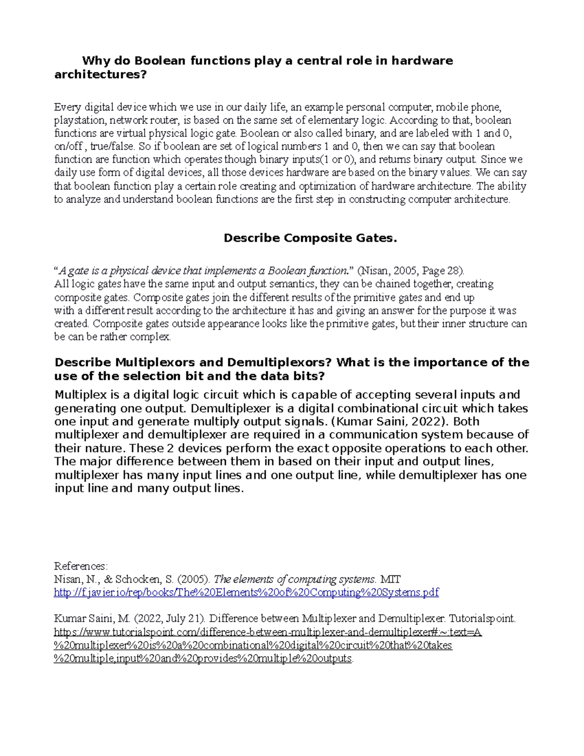 Computer Systems Discussion 1 - Why do Boolean functions play a central role in hardware - Studocu