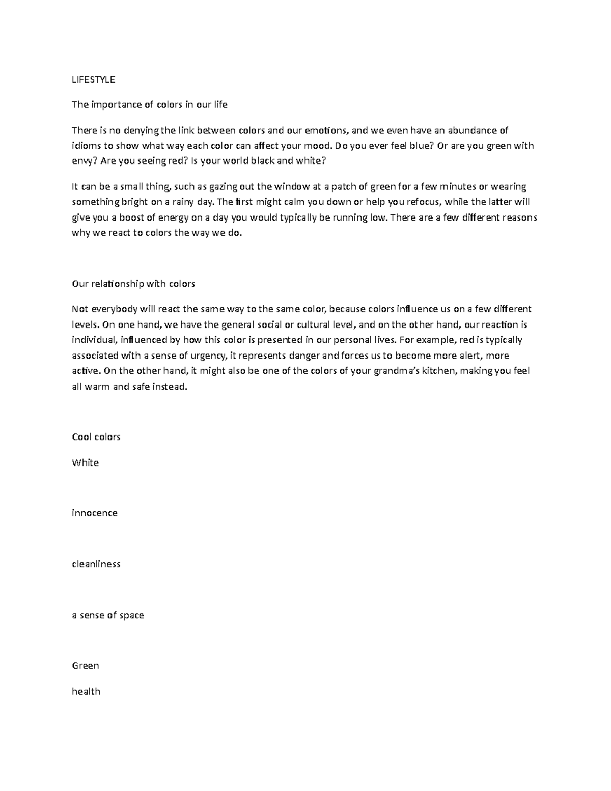 importance of colours in our life - Do you ever feel bluen have an ...