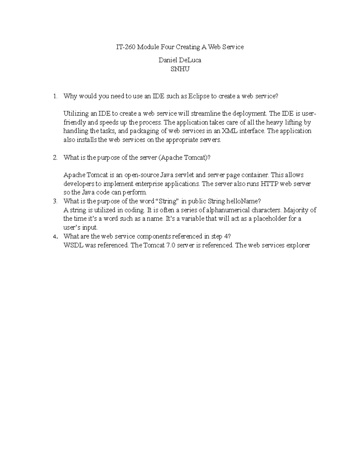 IT260 Module 4 - IT-260 Module Four Creating A Web Service Daniel ...