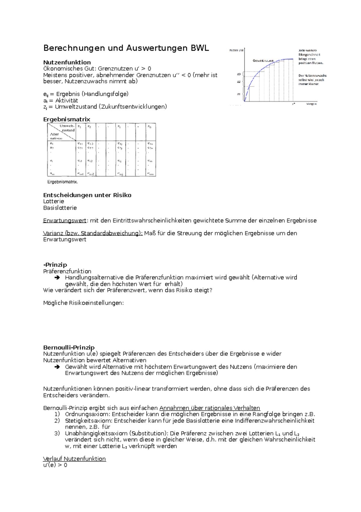 Berechnungen und Auswertungen BWL - Berechnungen und Auswertungen BWL ...
