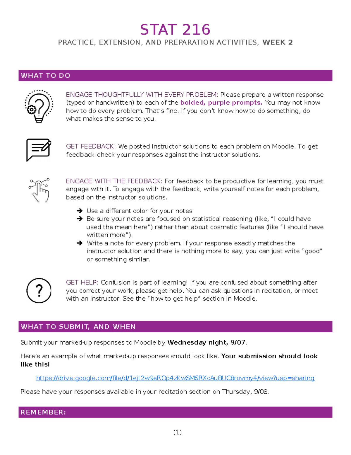 Week 2 - Practice, extension, and preparation activities - STAT 216 ...