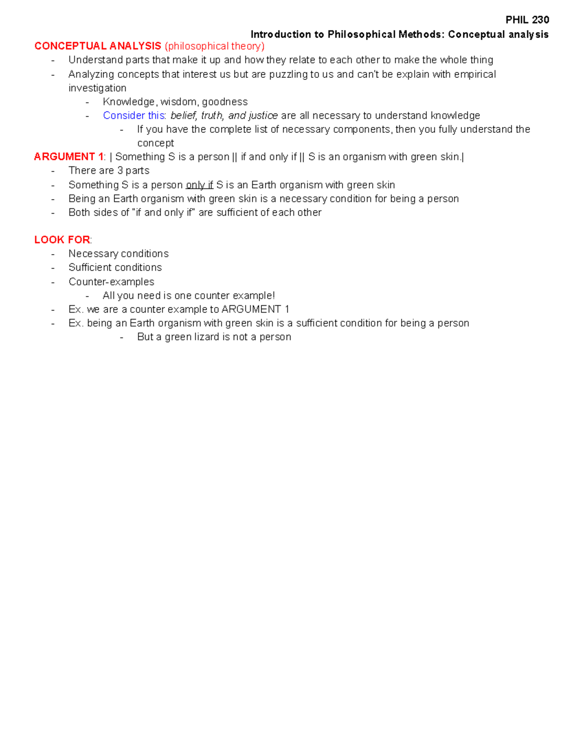 PHIL 230 Introduction to Philosophical Methods Conceptual analysis - we ...