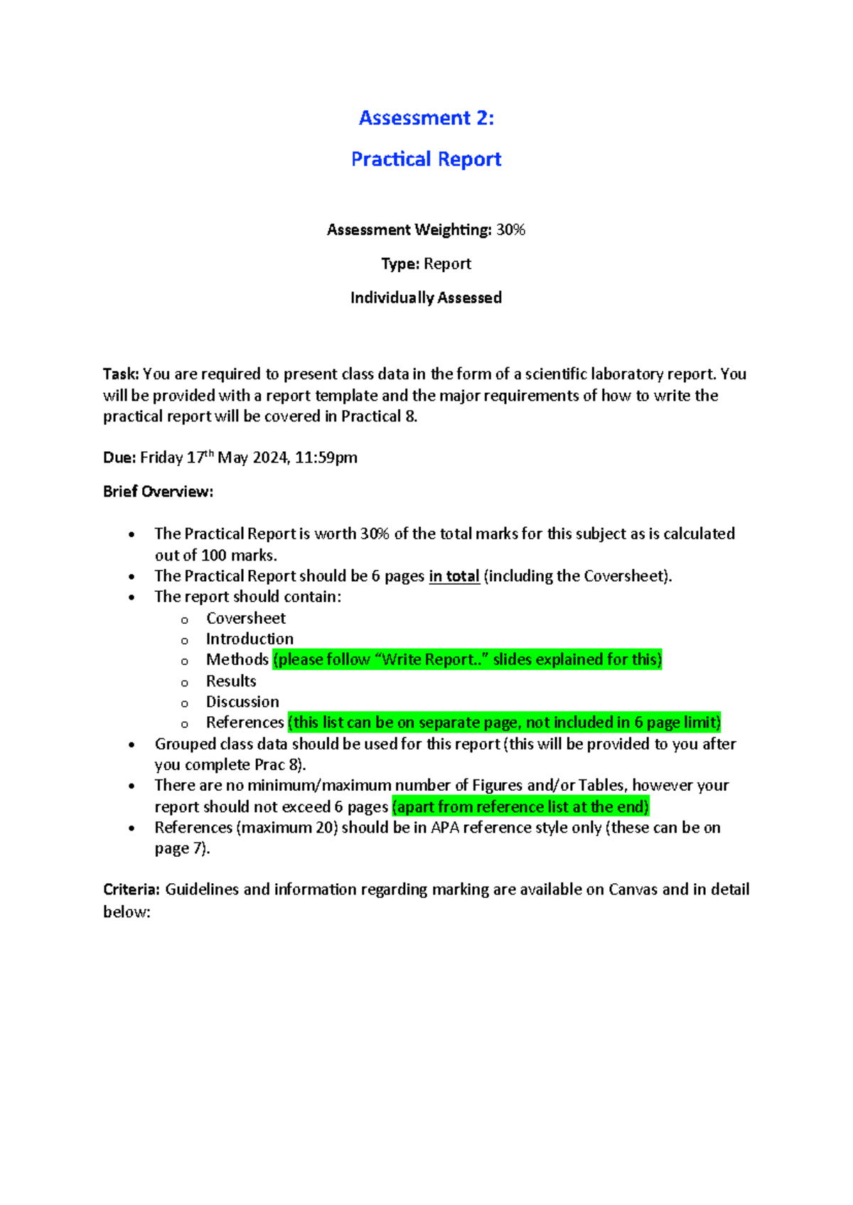 Assessment 2 - Prac Report Metabolic Biochem-6 - Assessment 2 : Prac ...