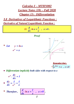 Calculus I - Lecture Notes - Calculus I – MTHN002 – Fall 2020 Lecture ...