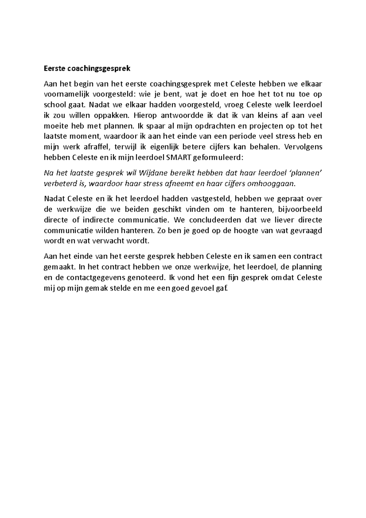 Coachingsgesprekken voorbeelden - Eerste coachingsgesprek Aan het begin ...
