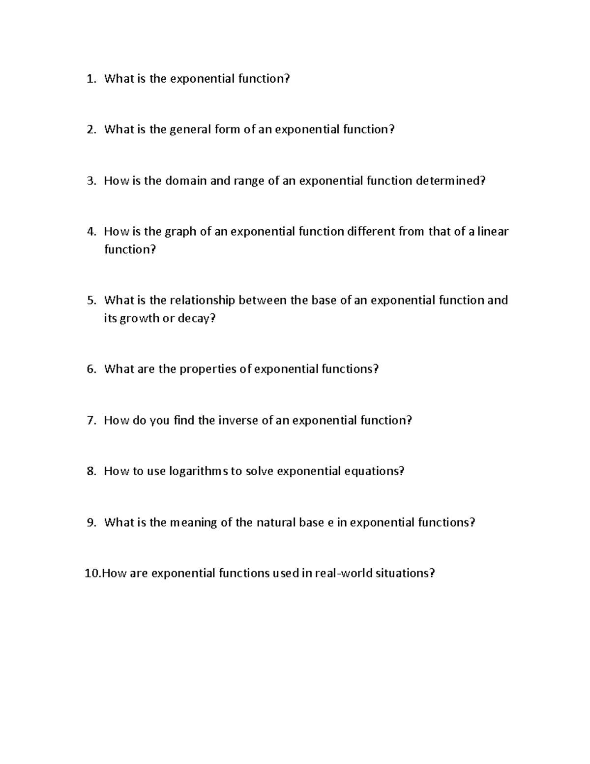 Basic exponential question - What is the exponential function? What is ...