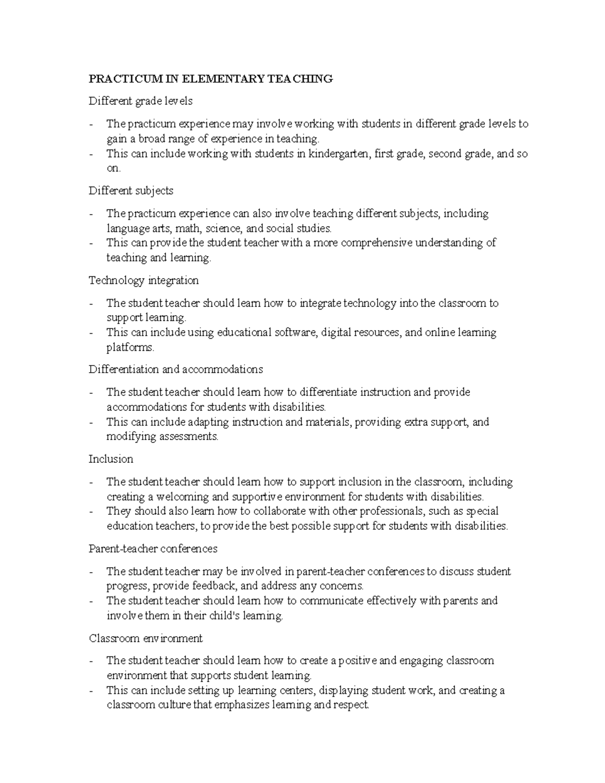 Practicum IN Elementary Teaching Notes 2 - PRACTICUM IN ELEMENTARY ...