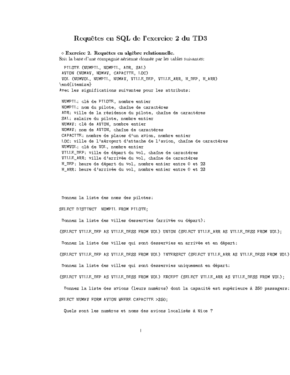 Correction TD SQL - "!# " %$& ('*),+ - Studocu