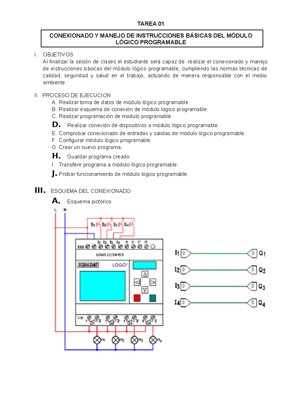 Tarea 1 - automatizacion con logo - TAREA 01 CONEXIONADO Y MANEJO DE ...