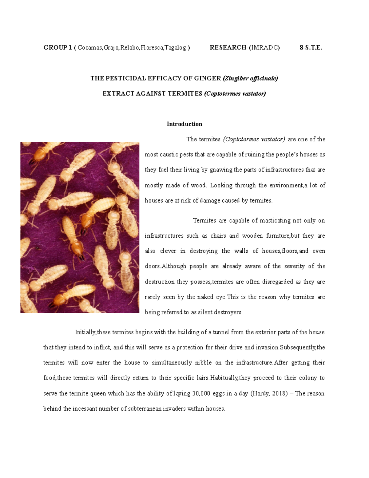 Research-8-Q1 - Science research why ginger can kill termite's - GROUP ...