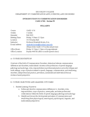 Introduction TO CASD - CASD notes - Types of Aphasia: two main ...