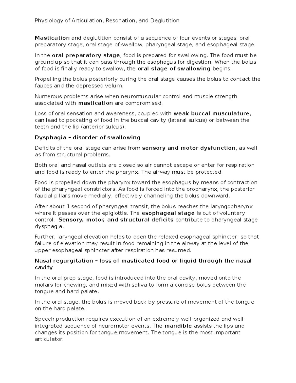 Physiology of Articulation, Resonation, and Deglutition - In the oral ...