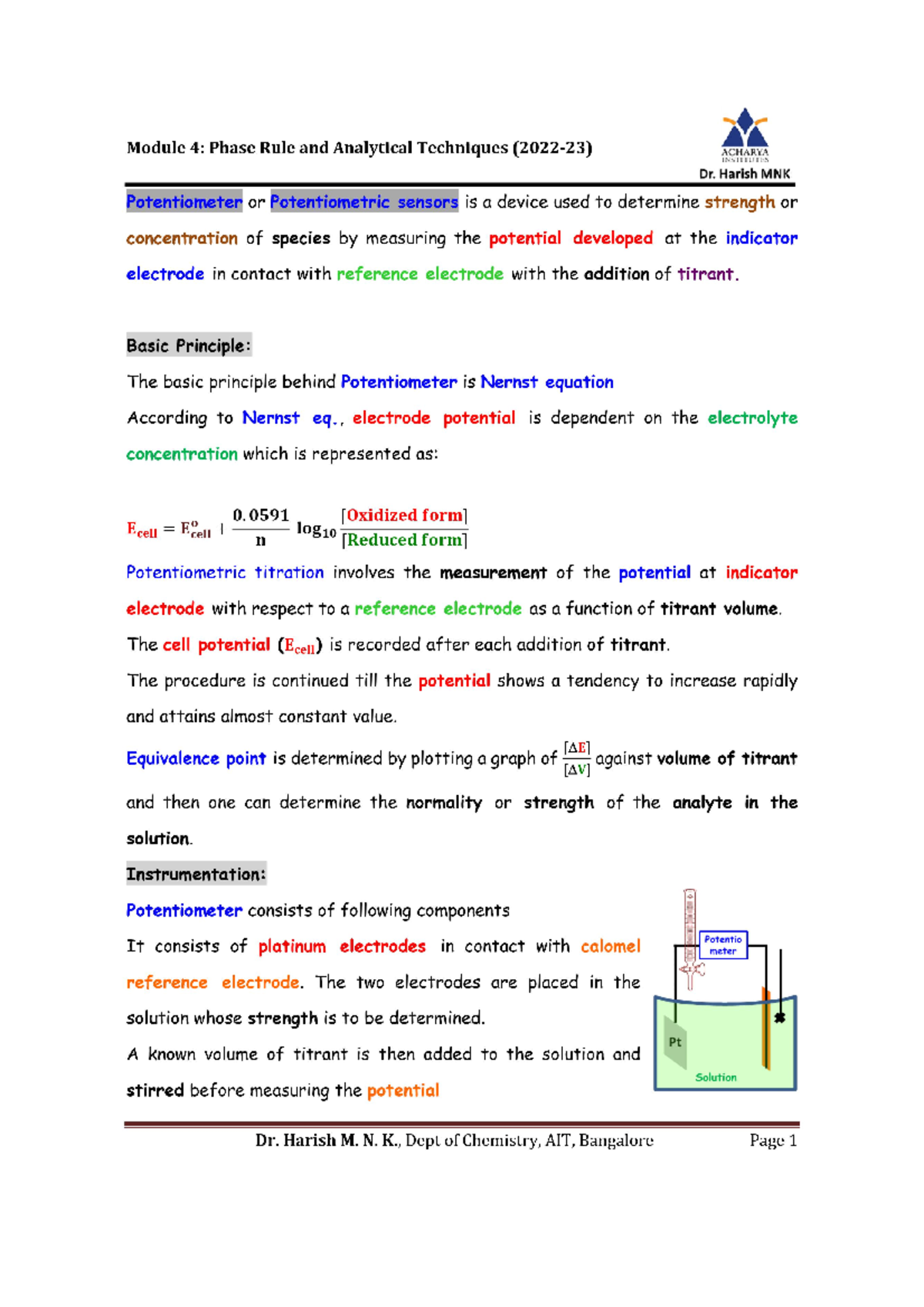 Module 4 (2022-23) - Part 1 - Phase Rule and Analytical Techniques - Computer Engineering - Studocu