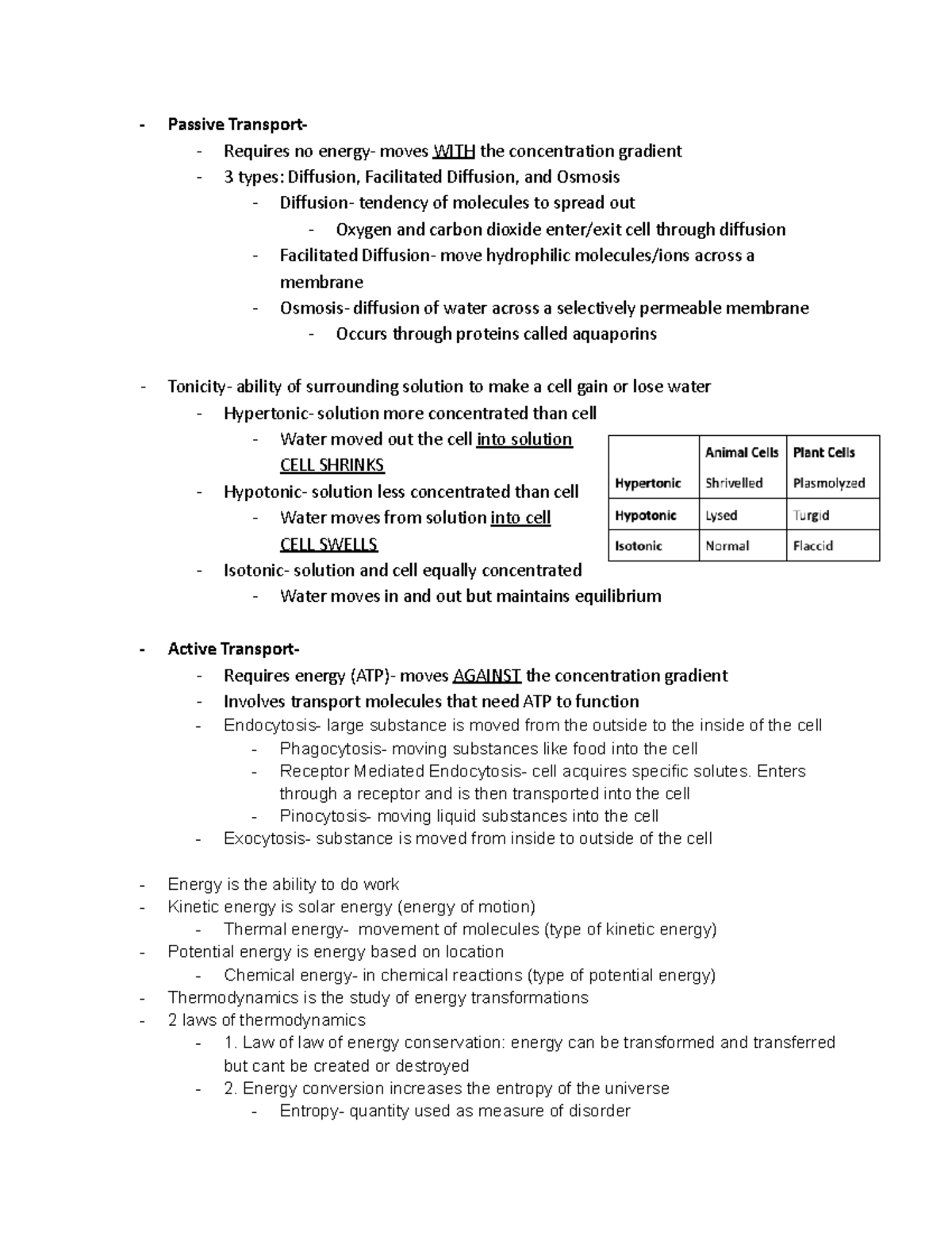 CH15 Bio - Passive Transport- Requires no energy- moves WITH the ...
