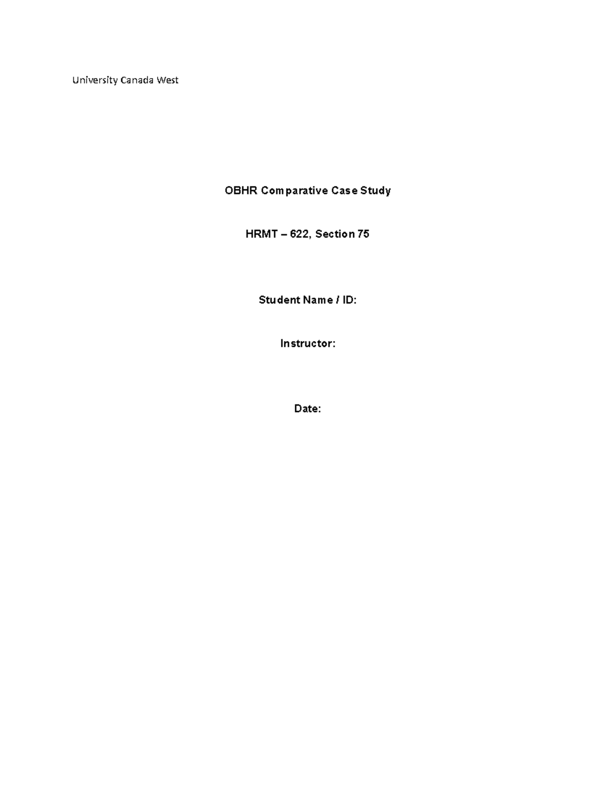 Suggested Structure for Final Exam Paper - University Canada West OBHR ...