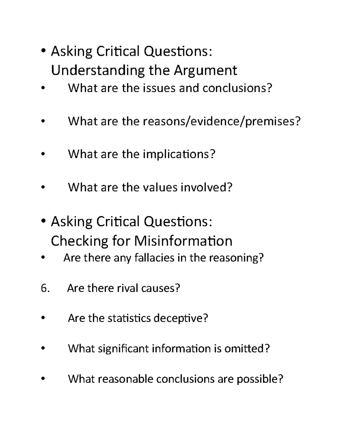 Asking Critical Questions - Asking Critical Questions: Understanding ...