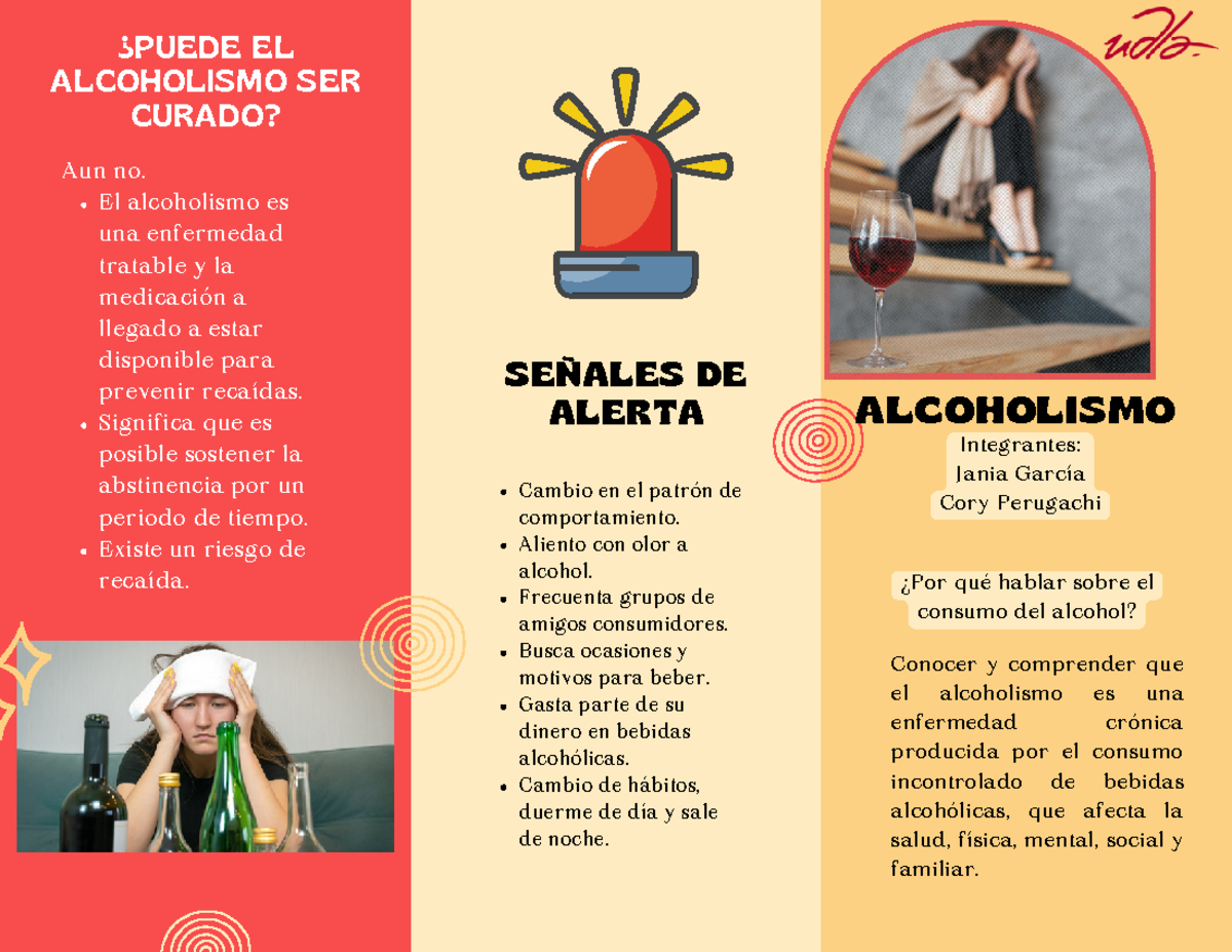 Alcoholismo - Tríptico - Cambio en el patrón de comportamiento. Aliento ...